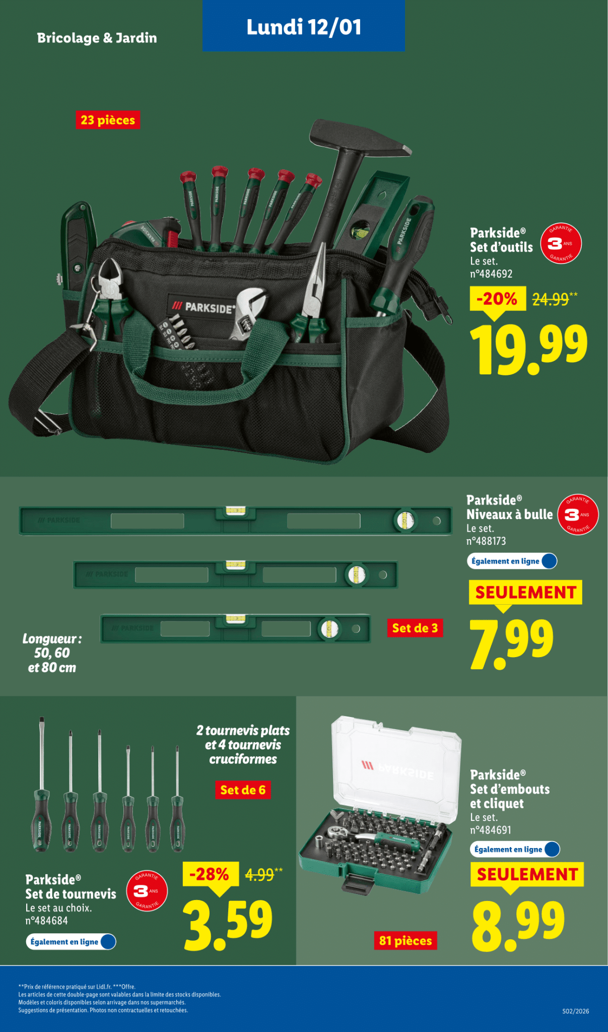 Catalogue Lidl du 8 au 14 janvier 2026 : bricolage Parkside et soldes d ...